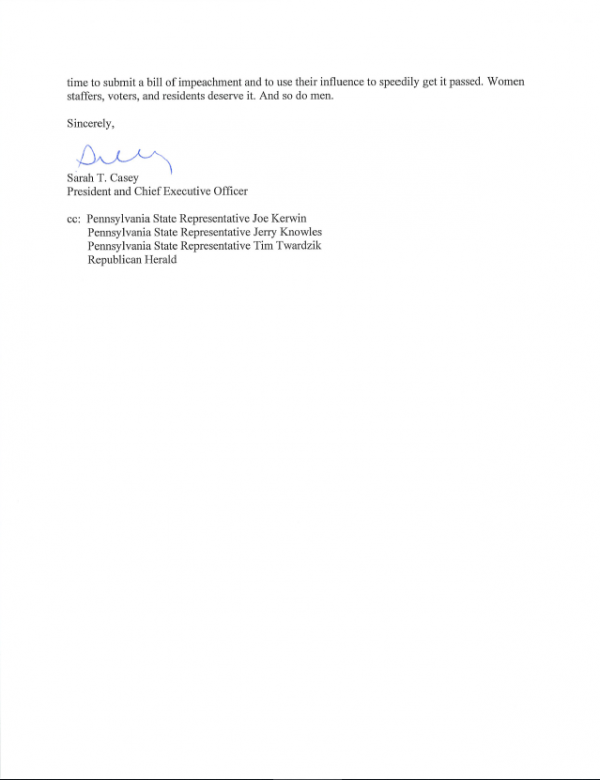 Schuylkill Women in Crisis Letter 2 - Senator Argall