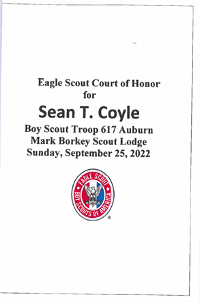 Eagle Scout Sean Coyle - Senator Argall
